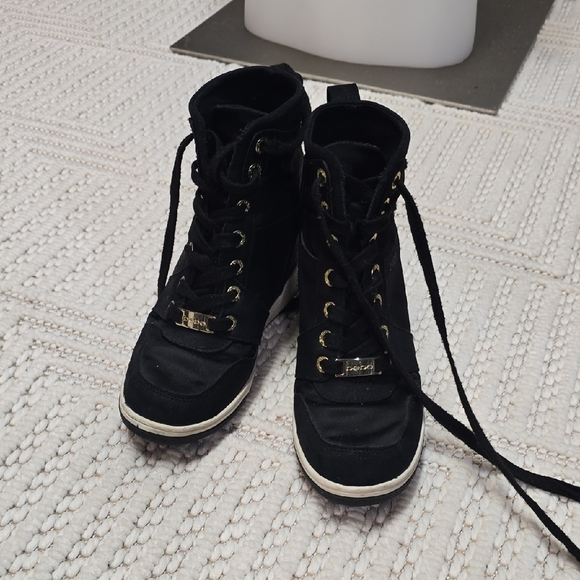 bebe | Shoes | Stylish Black Bebe Womens Hightop Wedged Sneakers | Poshmark